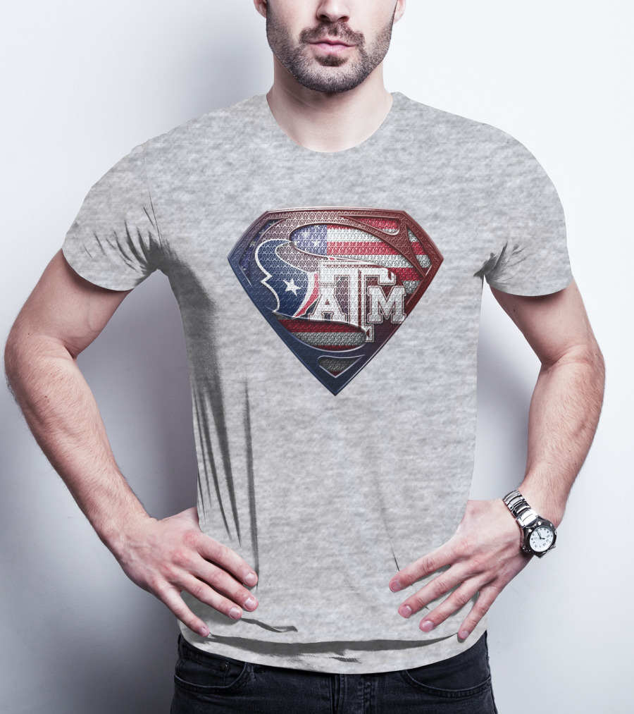 Superman Shield American Flag Texas A&M T-Shirt