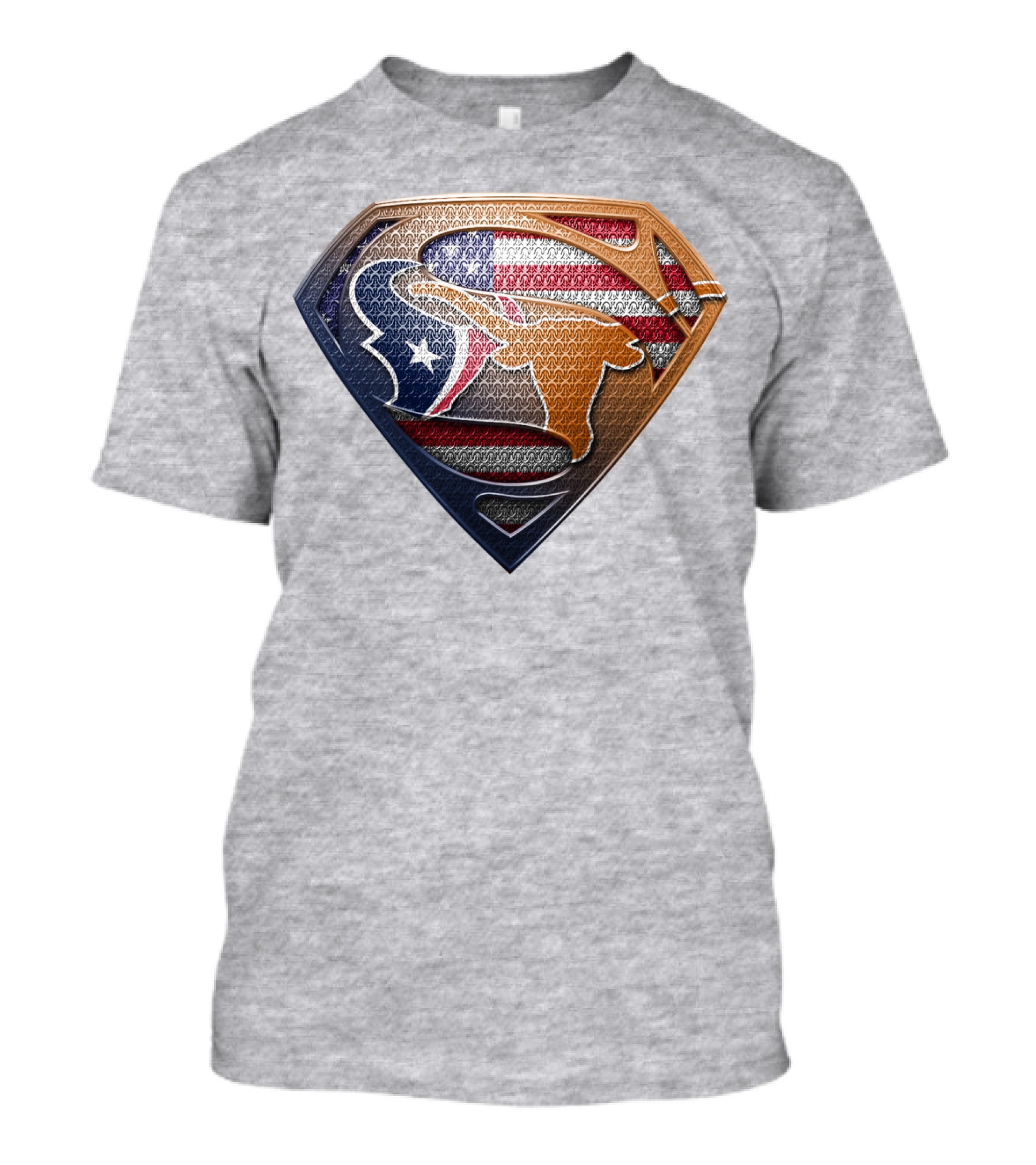 Texas Longhorns American Flag Superman Shield T-Shirt
