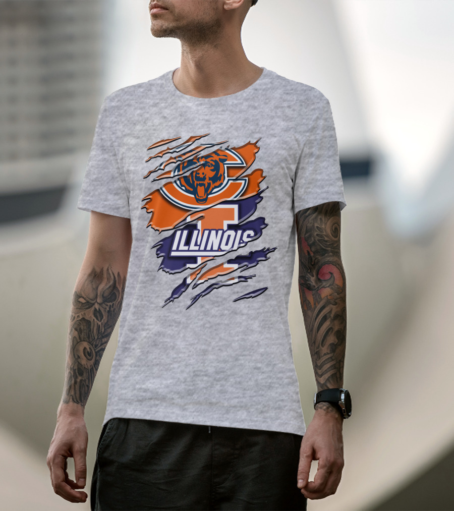 Chicago Bears Illinois Fighting Illini Mashup Rah T-Shirt