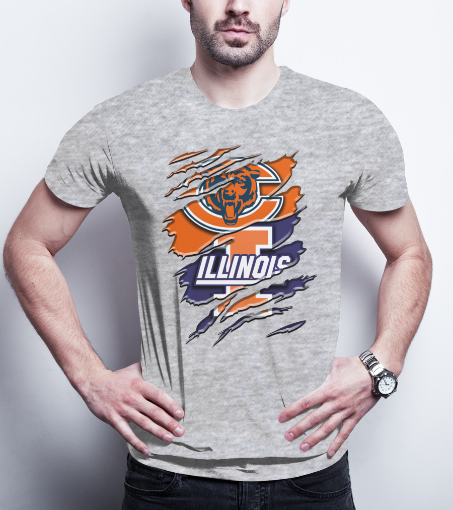 Chicago Bears Illinois Fighting Illini Mashup Rah T-Shirt