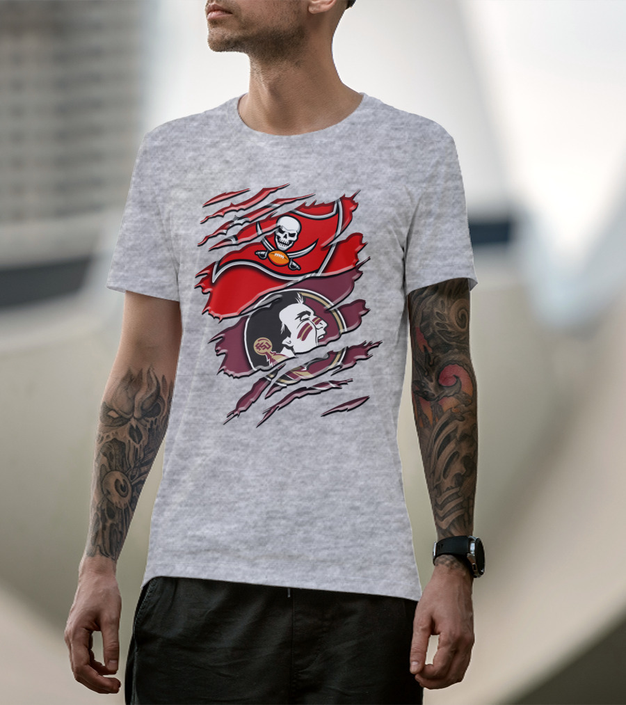 Tampa Bay Buccaneers Florida State Seminoles Logo Mashup T-Shirt