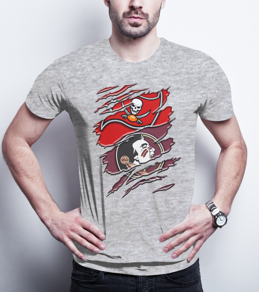 Tampa Bay Buccaneers Florida State Seminoles Logo Mashup T-Shirt
