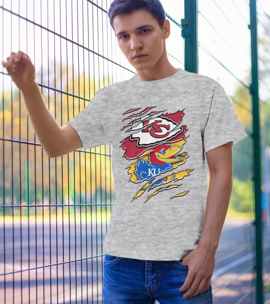 Kansas City Chiefs Kc Jayhawks Rip Design Rah 037 T-Shirt