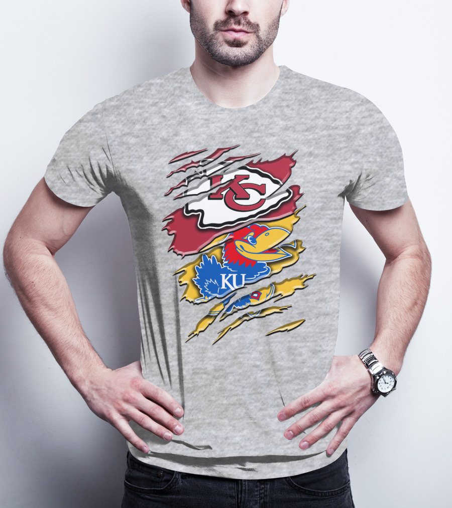 Kansas City Chiefs Kc Jayhawks Rip Design Rah 037 T-Shirt
