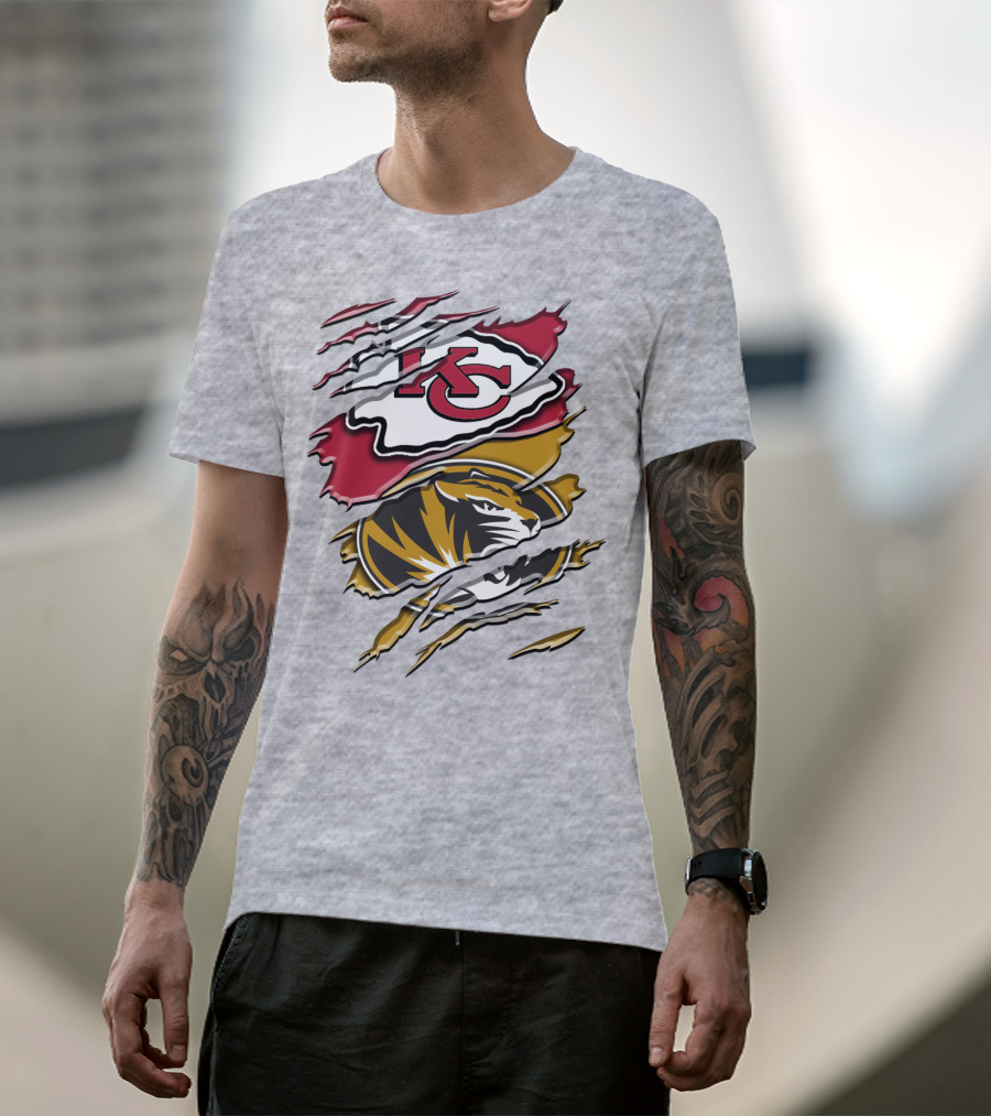 Kansas City Chiefs And Missouri Tigers Claw Logo Rah 039 T-Shirt