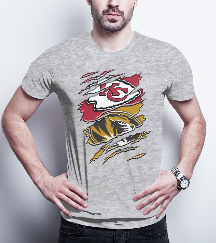 Kansas City Chiefs And Missouri Tigers Claw Logo Rah 039 T-Shirt