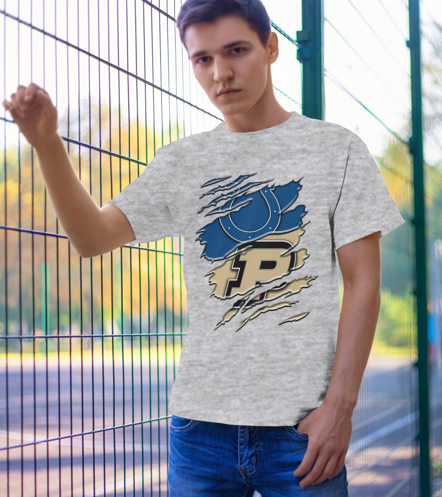 Indianapolis Colts Purdue Boilermakers Logo Mashup T-Shirt