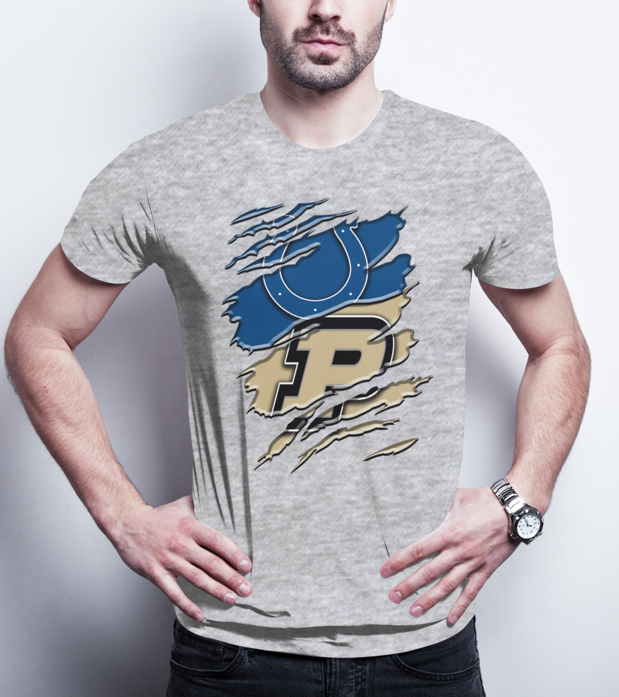 Indianapolis Colts Purdue Boilermakers Logo Mashup T-Shirt