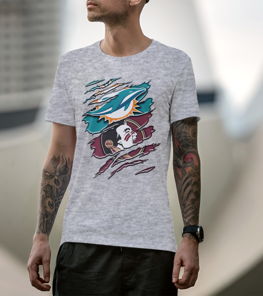 Dolphins Seminoles Fan Fusion T-Shirt