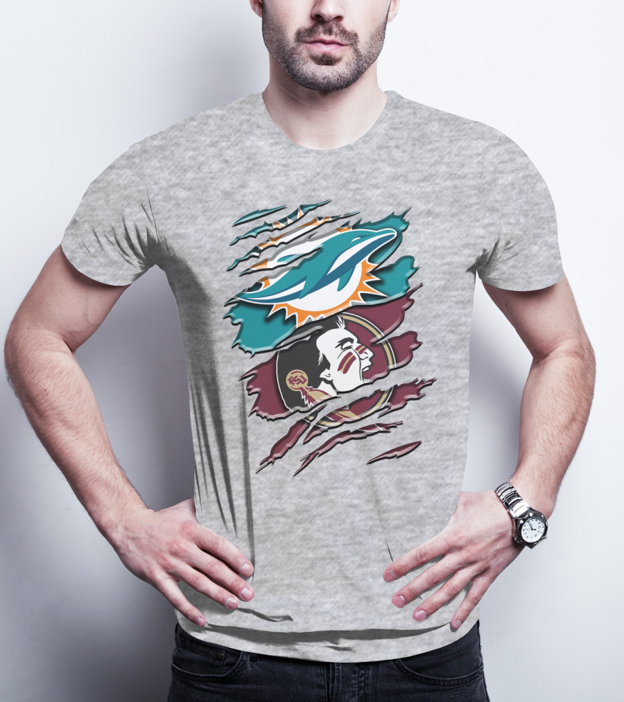 Dolphins Seminoles Fan Fusion T-Shirt