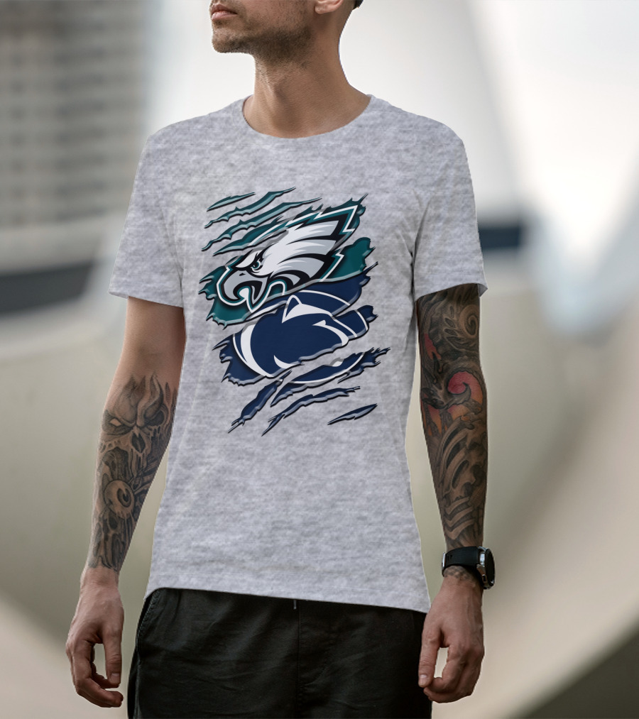 Philadelphia Eagles Penn State Nittany Lions Layered Claw Marks T-Shirt