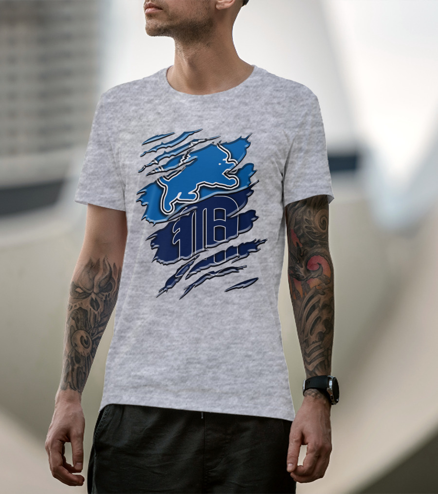 Detroit Lions Tigers Blue Rah 075 T-Shirt