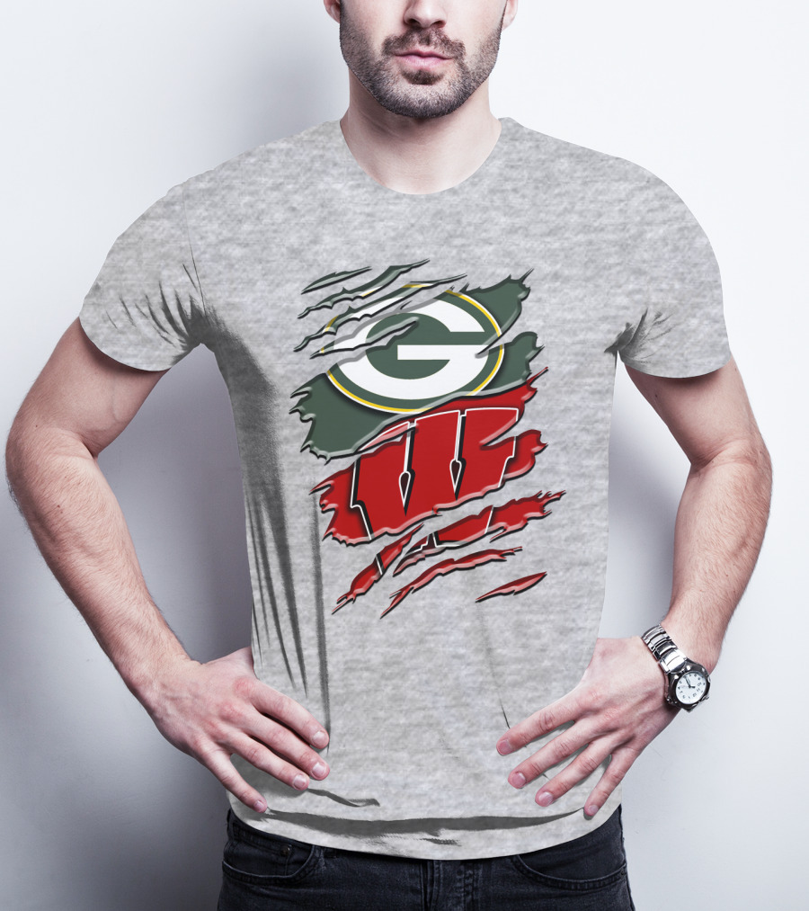 Green Bay Packers Wisconsin Badgers Claw Marks T-Shirt