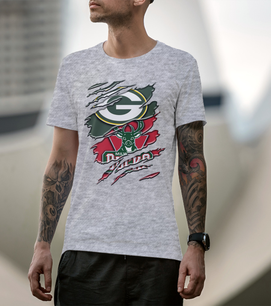 Milwaukee Bucks Green Bay Packers Crossover Rah T-Shirt