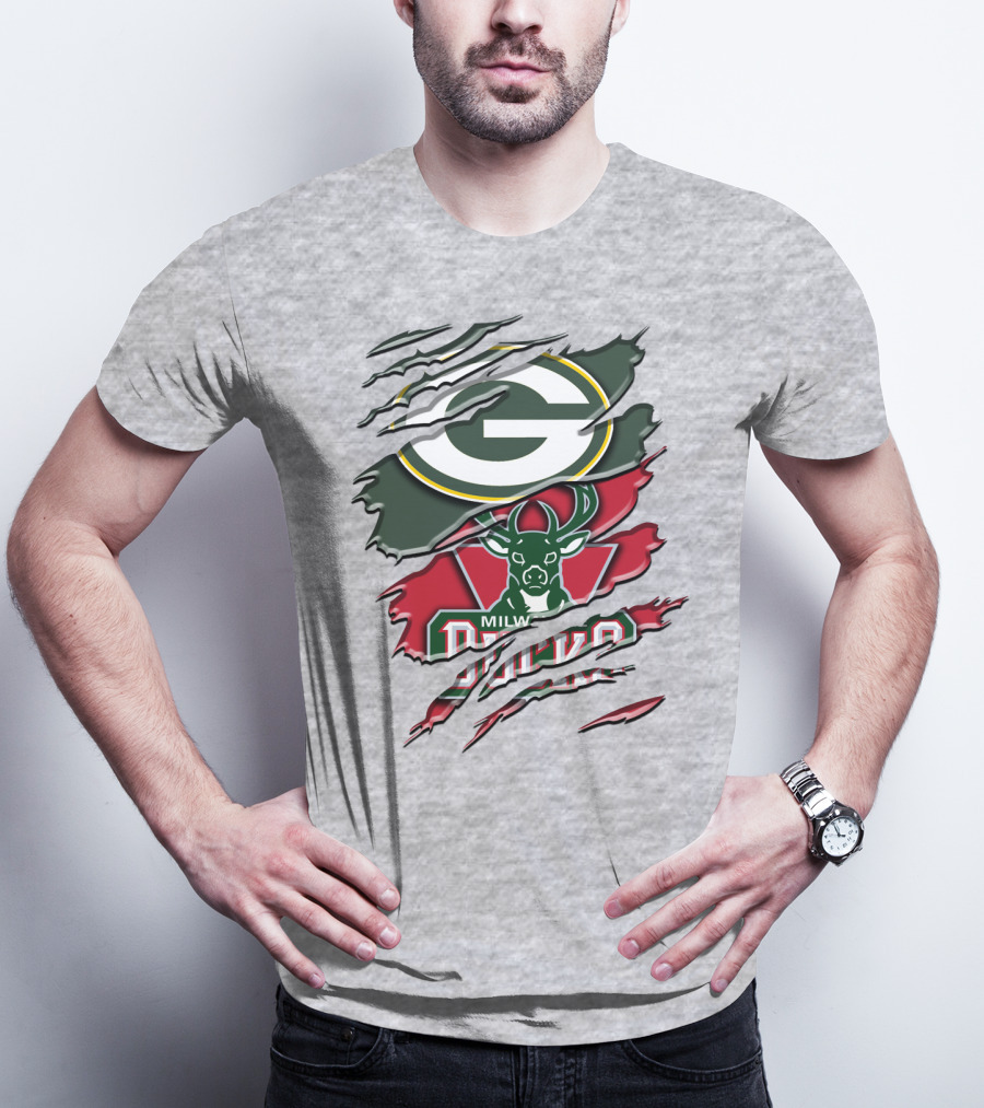 Milwaukee Bucks Green Bay Packers Crossover Rah T-Shirt
