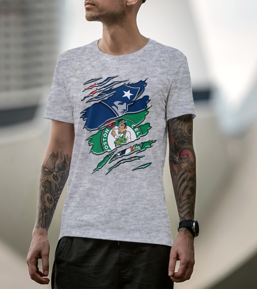 Patriots And Boston Celtics Logo Mashup Rah 090 T-Shirt