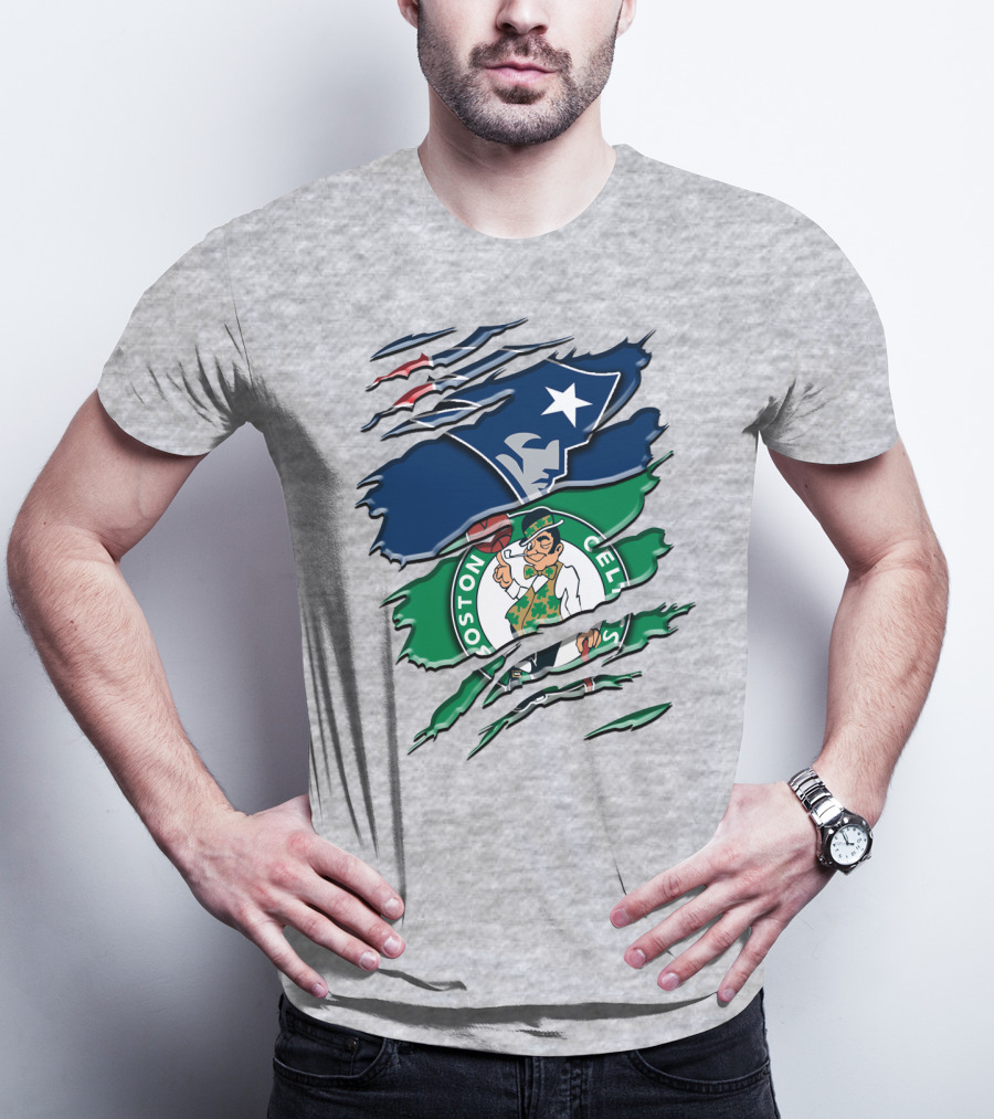 Patriots And Boston Celtics Logo Mashup Rah 090 T-Shirt