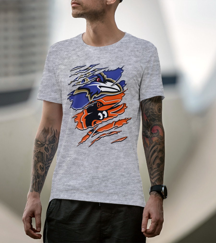 Baltimore Ravens Orioles Logo Mashup Rah 101 T-Shirt