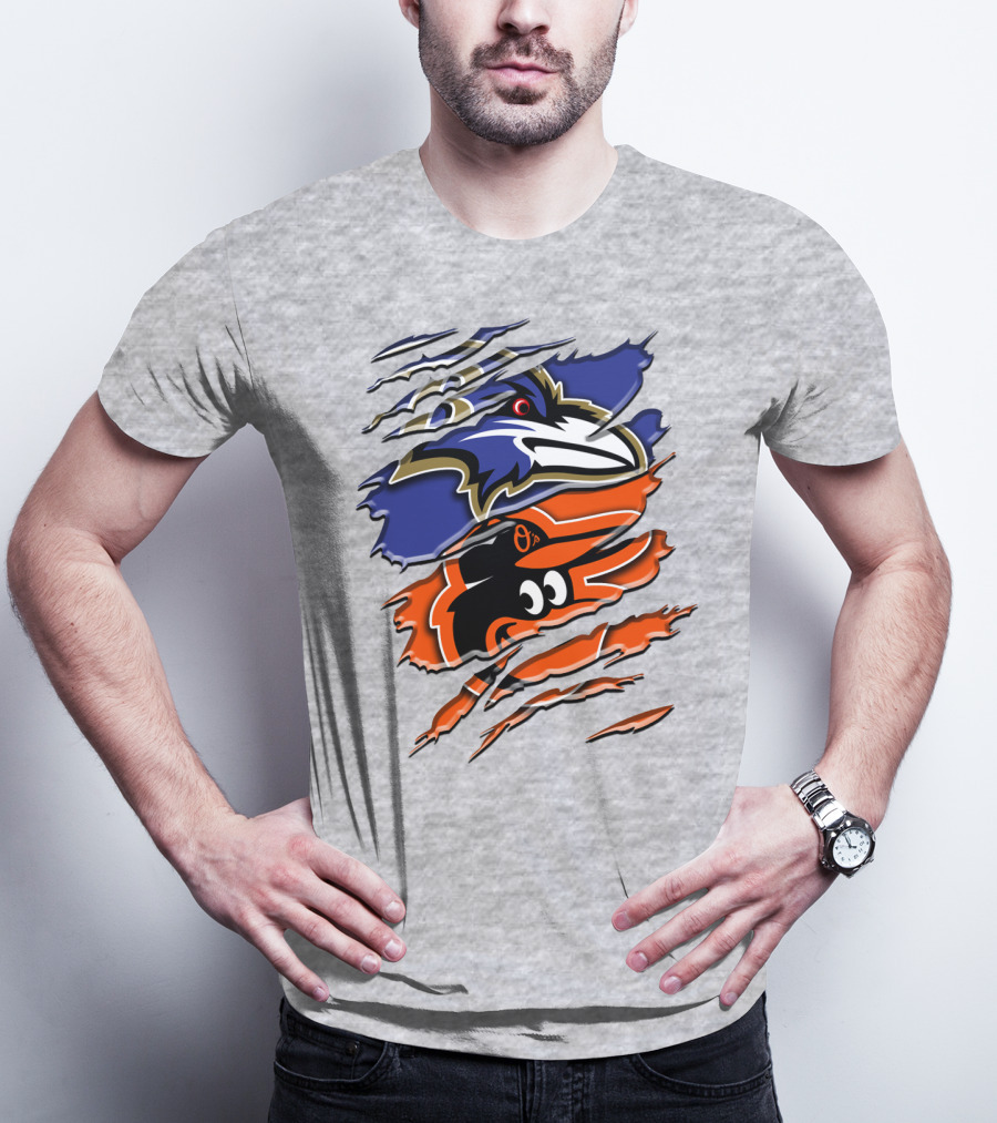 Baltimore Ravens Orioles Logo Mashup Rah 101 T-Shirt
