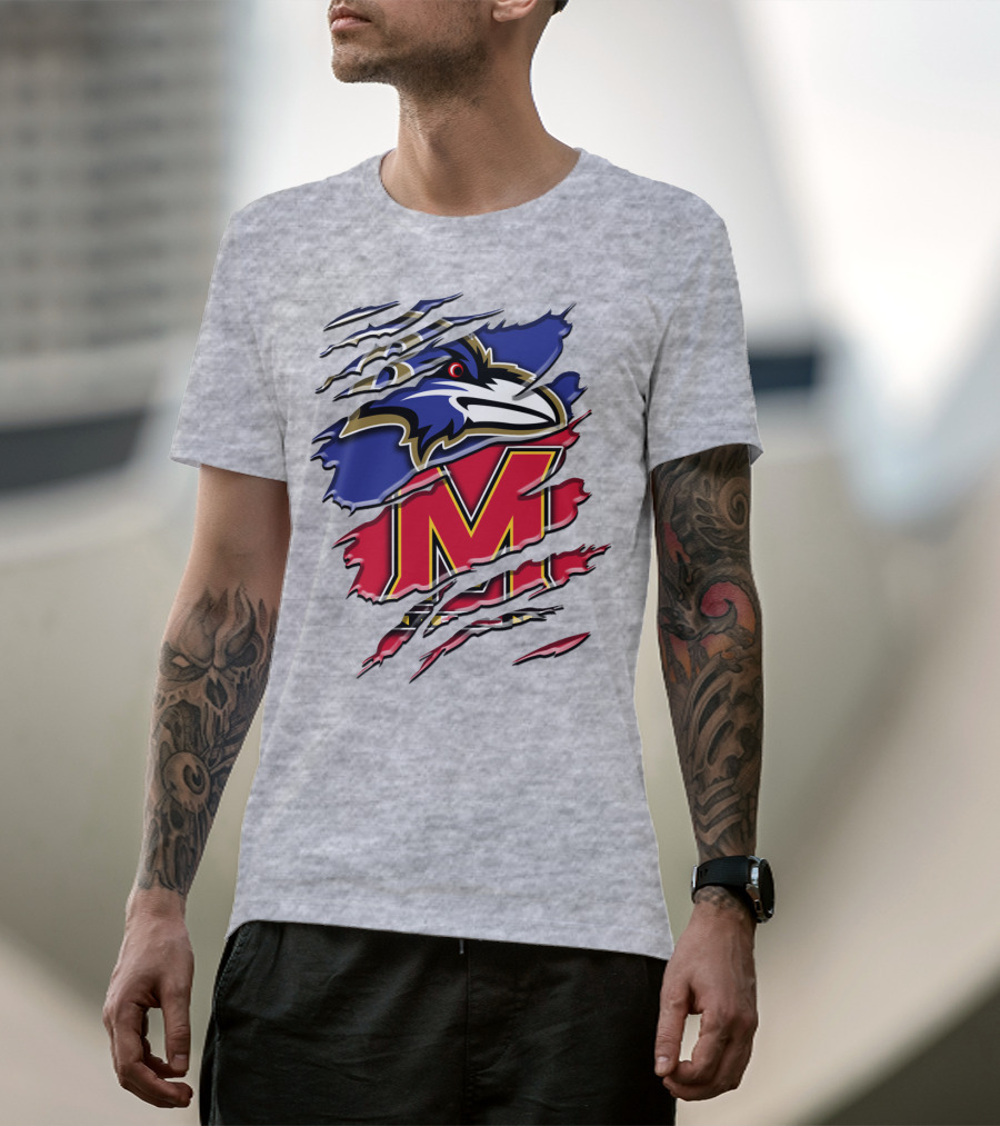 Baltimore Ravens Maryland Terrapins Mashup Rah 102 T-Shirt