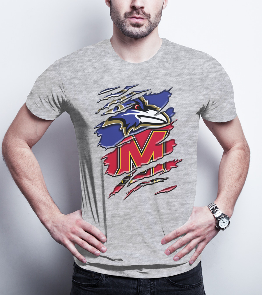 Baltimore Ravens Maryland Terrapins Mashup Rah 102 T-Shirt