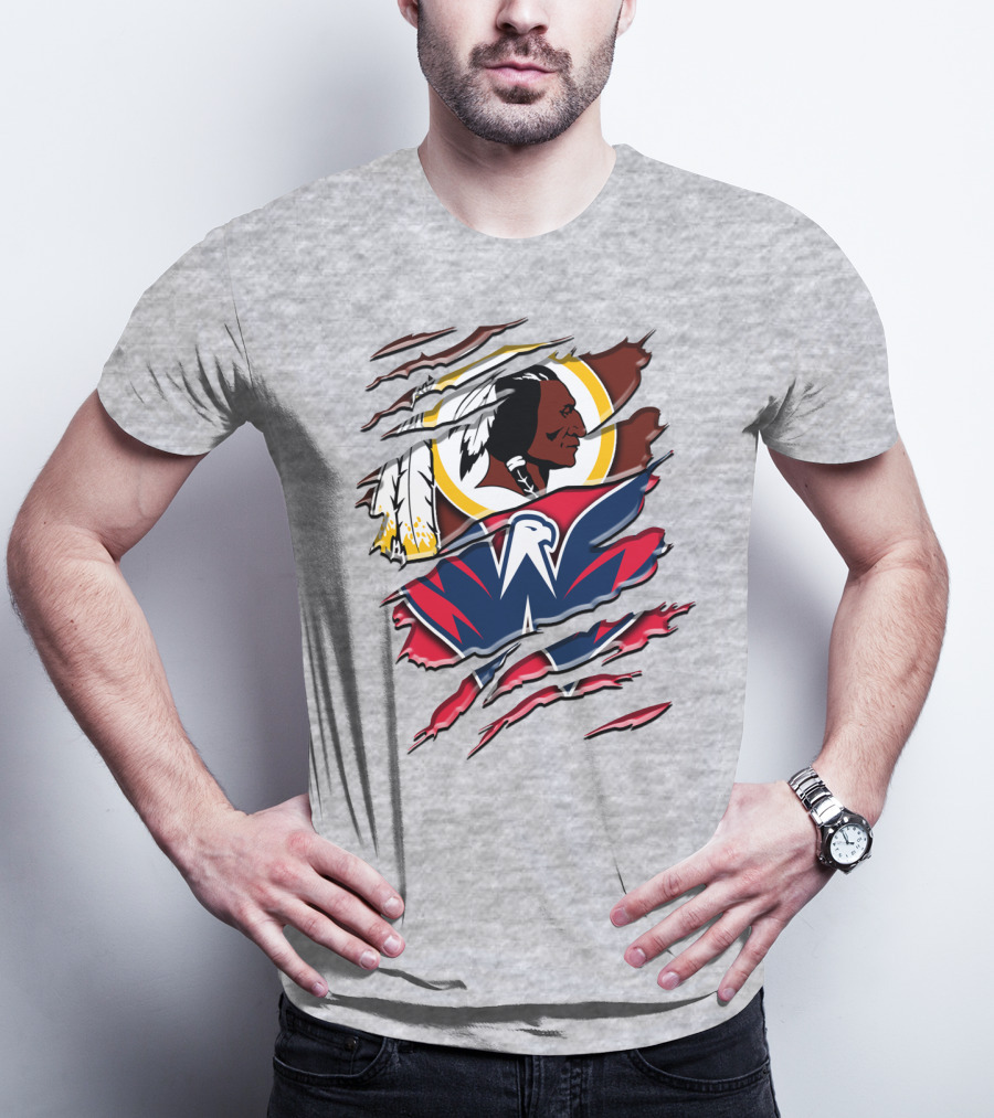 Washington Capitals And Washington Redskins Logo Mashup Rah 104 T-Shirt