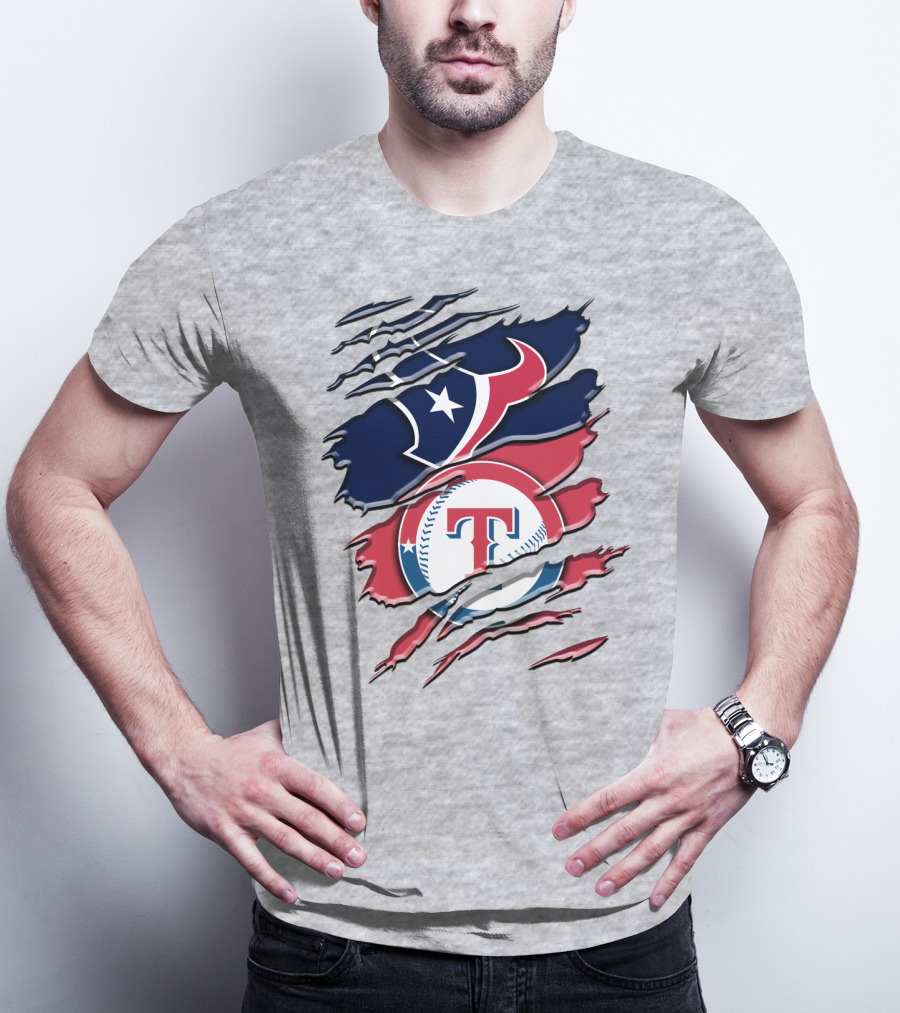 Houston Texans And Texas Rangers Sports Fan Rah 124 T-Shirt