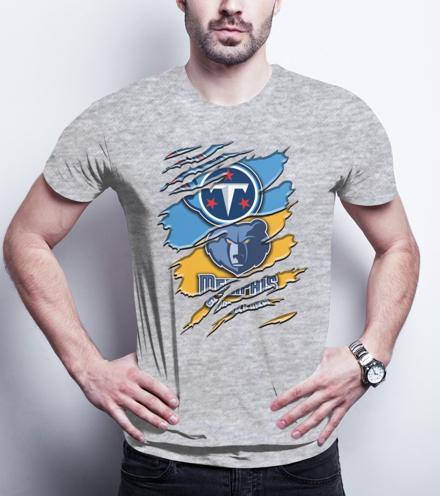 Tennessee Titans Memphis Grizzlies Logo Mashup Rah 128 T-Shirt