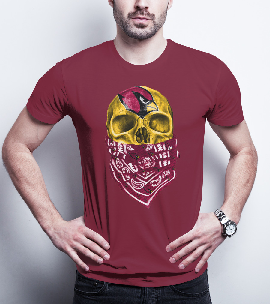 Arizona Cardinals Skull Bandana Red T-Shirt