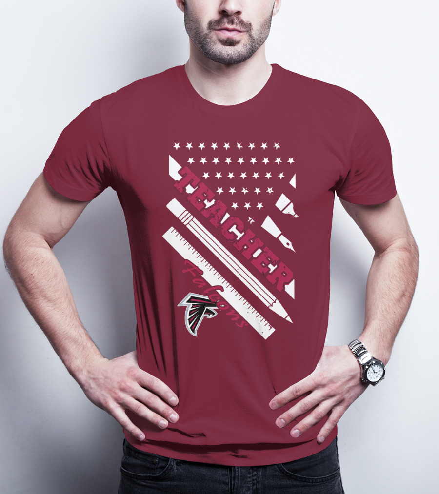 Atlanta Falcons Teacher Stars And Stationery Theme T-Shirt