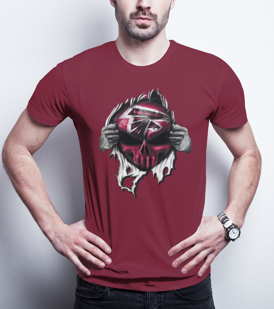Atlanta Falcons Skull Logo Tearing T-Shirt