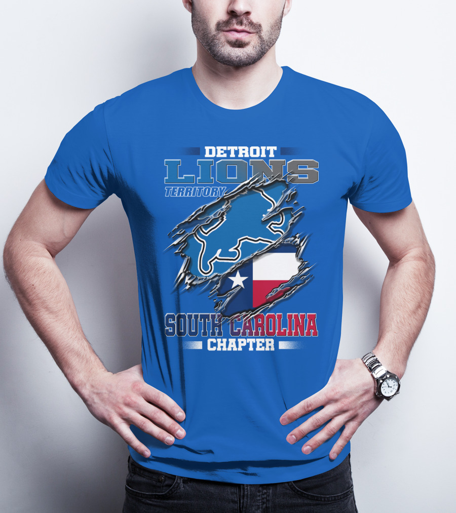 Detroit Lions Territory South Carolina Chapter Texas Flag T-Shirt