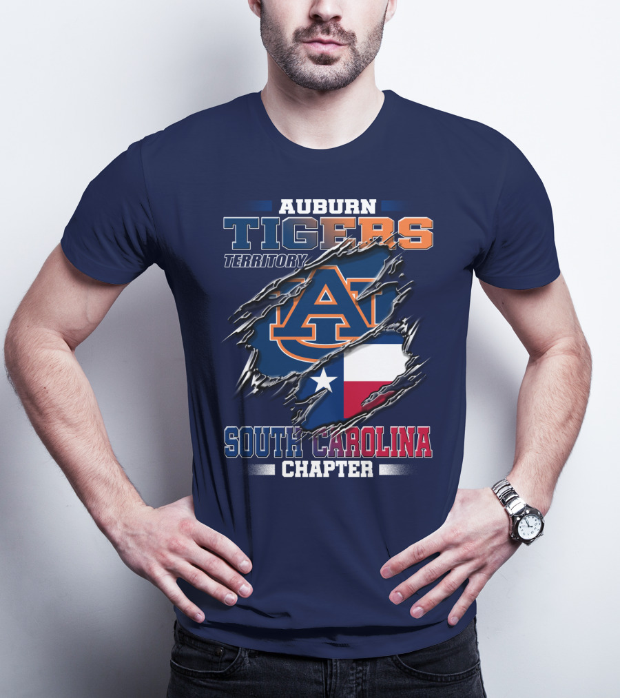 Auburn Tigers Territory South Carolina Chapter Texas Flag Icons T-Shirt