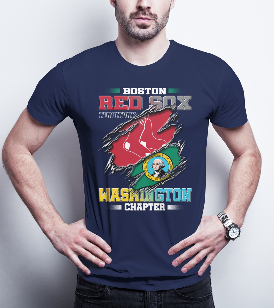 BOSTON RED SOX TERRITORY WASHINGTON CHAPTER SEAL OF THE STATE OF WASHINGTON T-Shirt