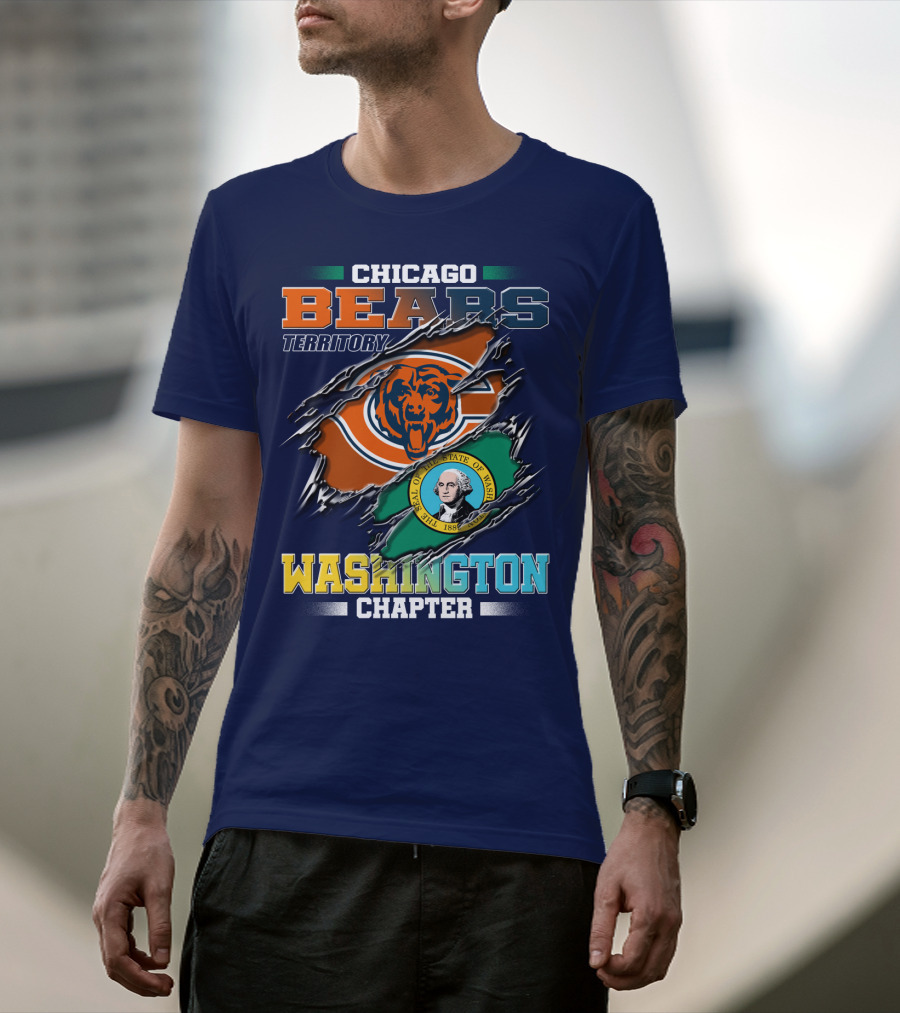 Chicago Bears Territory Washington Chapter State Flag T-Shirt
