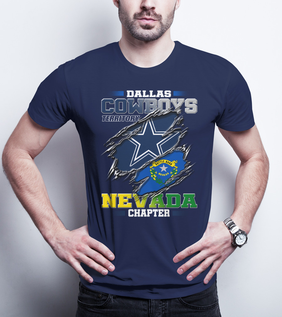 Dallas Cowboys Territory Nevada Chapter Battle Born Star Flag T-Shirt