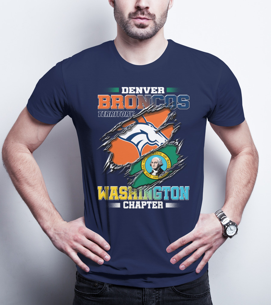 Denver Broncos Territory Washington Chapter Seal Of State Of Washington T-Shirt