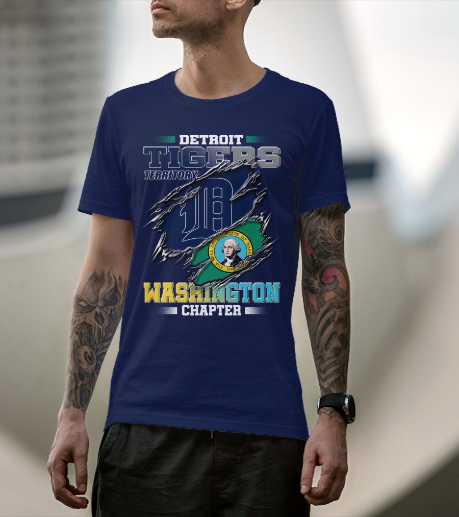 Detroit Tigers Territory Washington Chapter State Seal T-Shirt