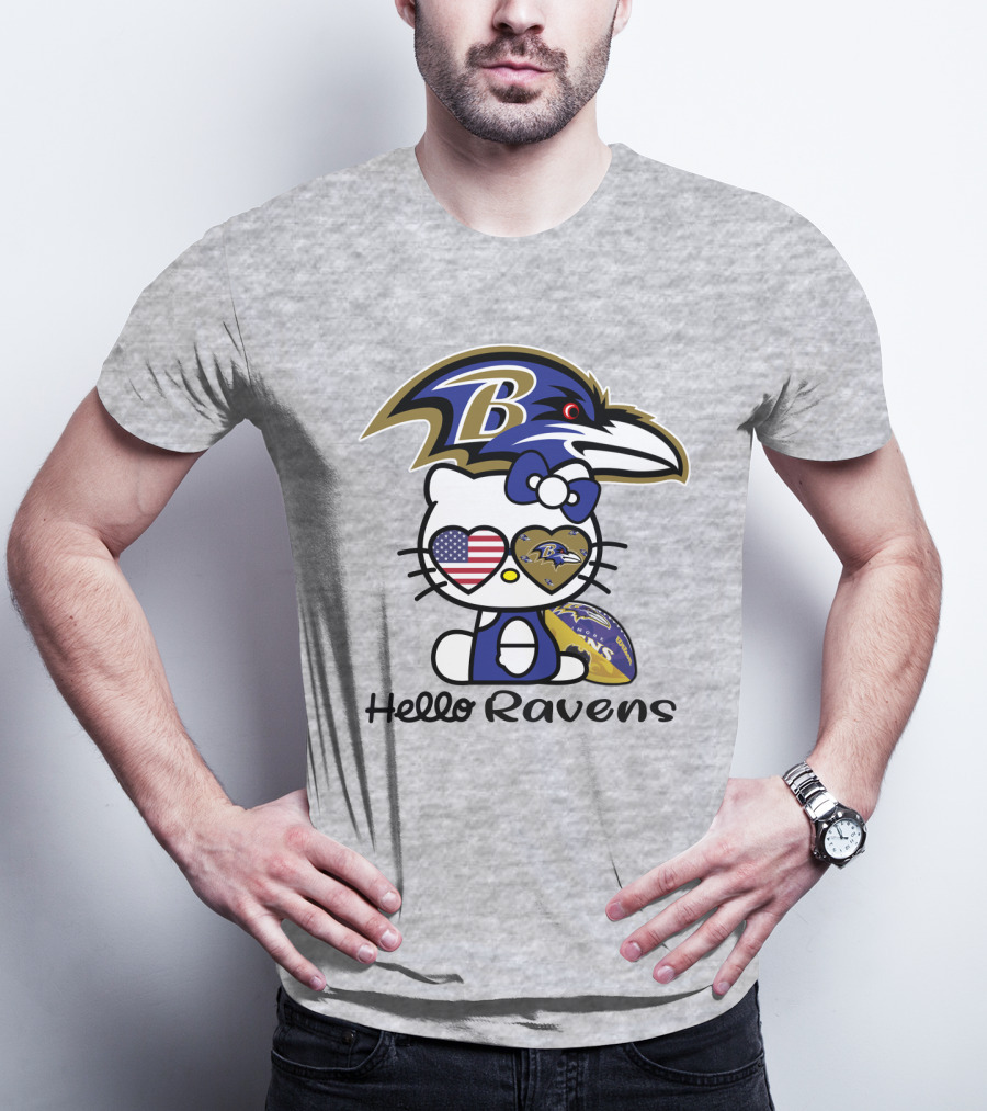 Hello Ravens Football Baltimore Ravens Hello Kitty T-Shirt