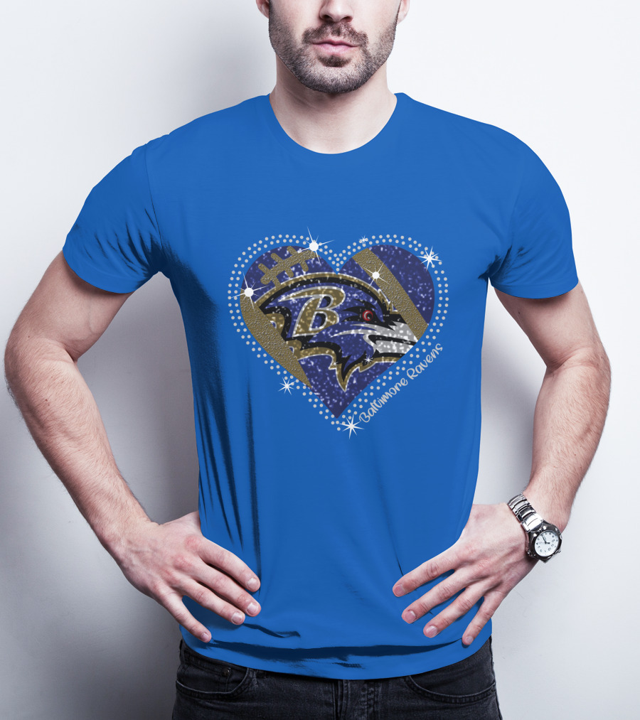 Baltimore Ravens Heart Football T-Shirt
