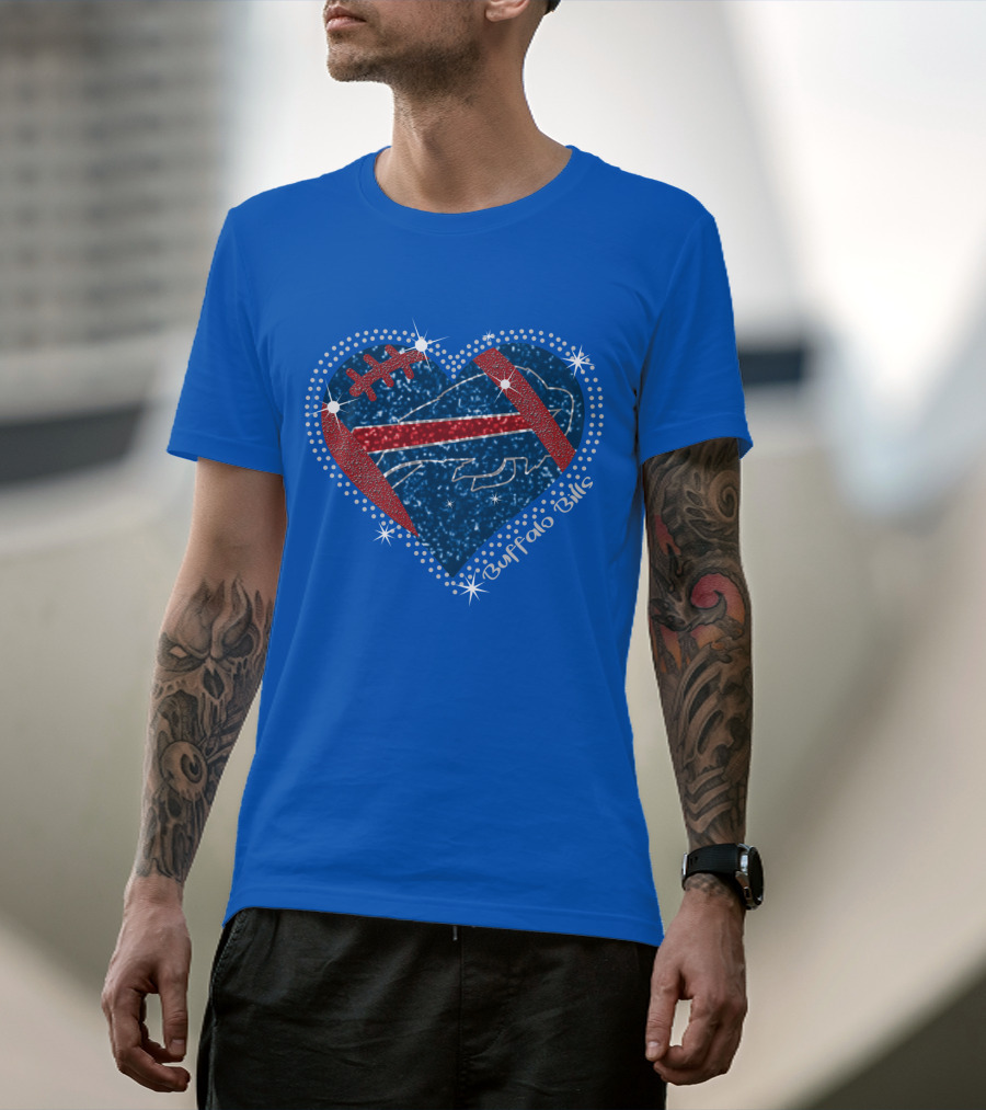 Buffalo Bills Heart Football Sparkle T-Shirt
