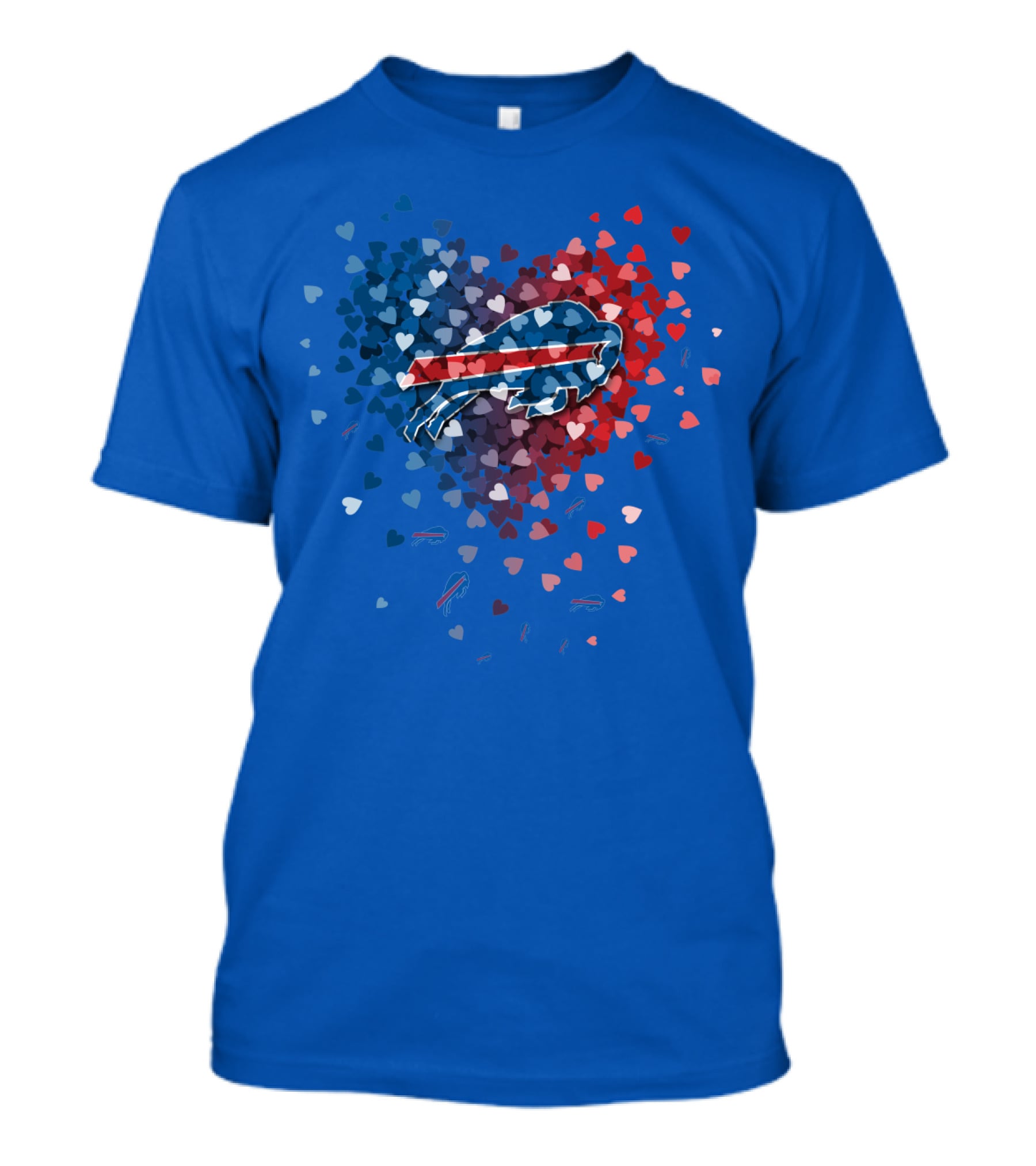 Buffalo Bills Heart-Shaped Logo With Colorful Hearts T-Shirt
