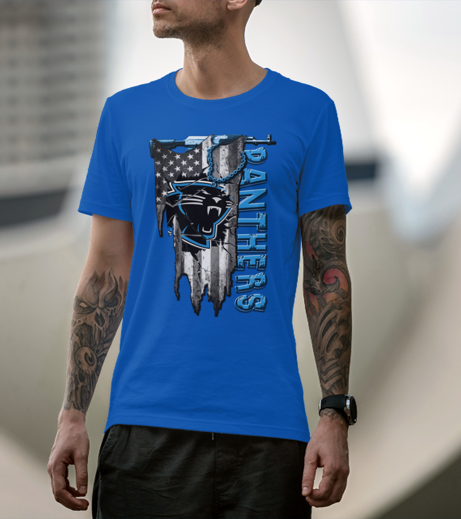 American Flag Carolina Panthers Logo Panthers T-Shirt