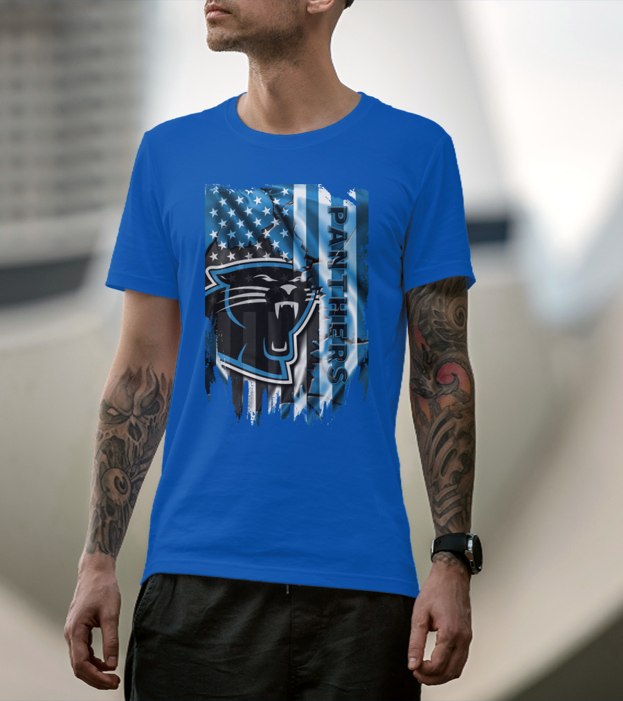 Panthers American Flag Stars And Stripes T-Shirt