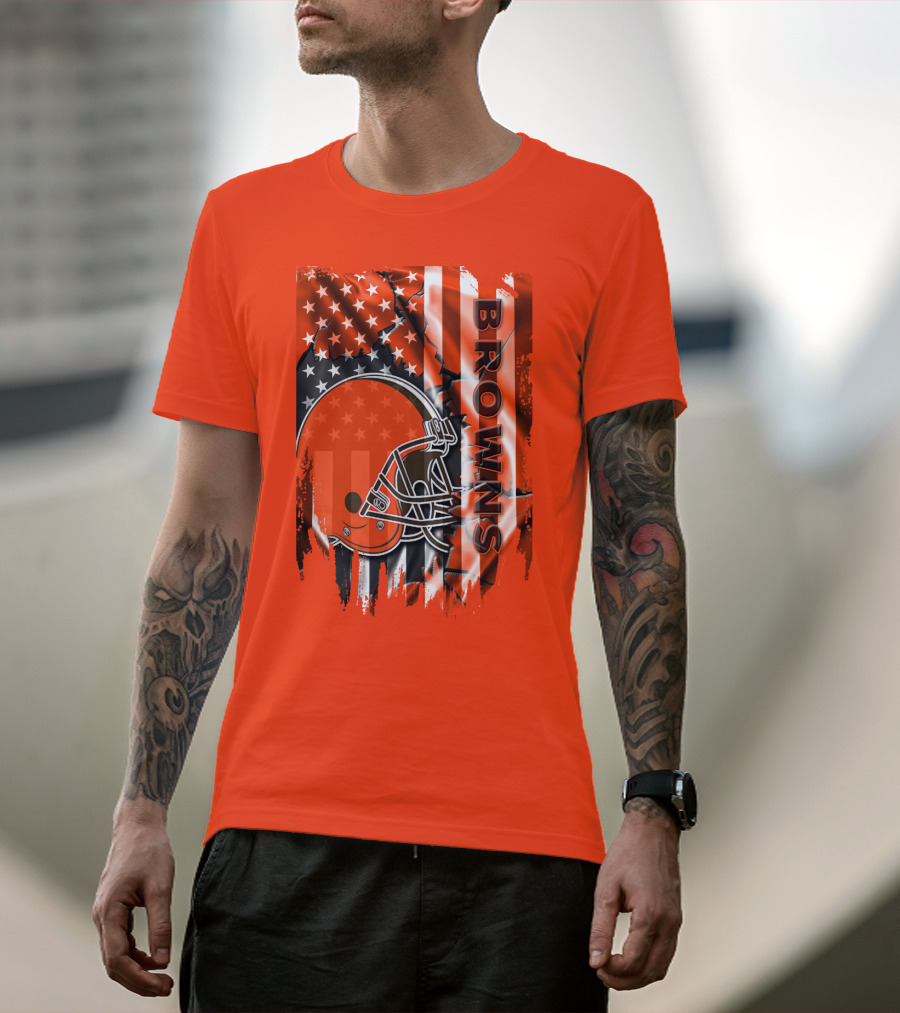 Browns American Flag Helmet T-Shirt
