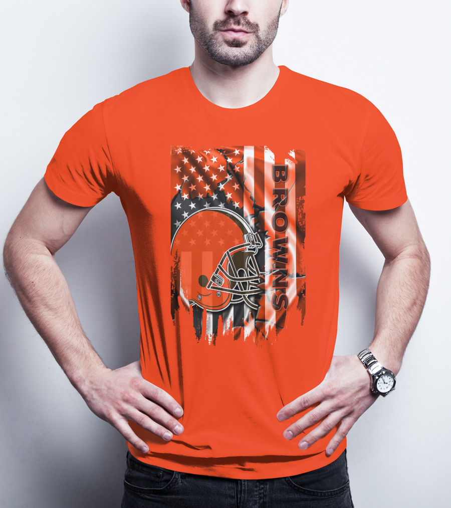 Browns American Flag Helmet T-Shirt