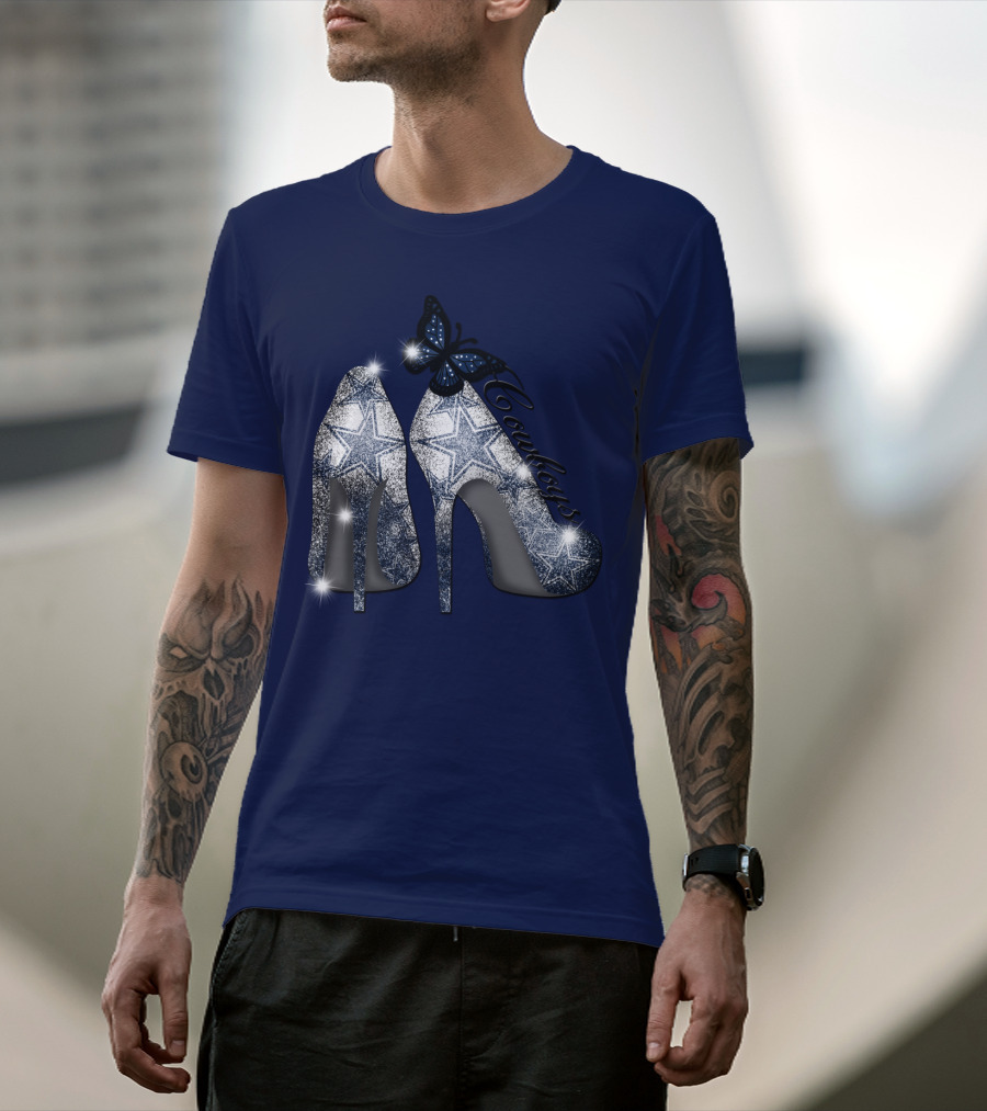 Dallas Cowboys Heels And Butterfly Sparkle Stars T-Shirt