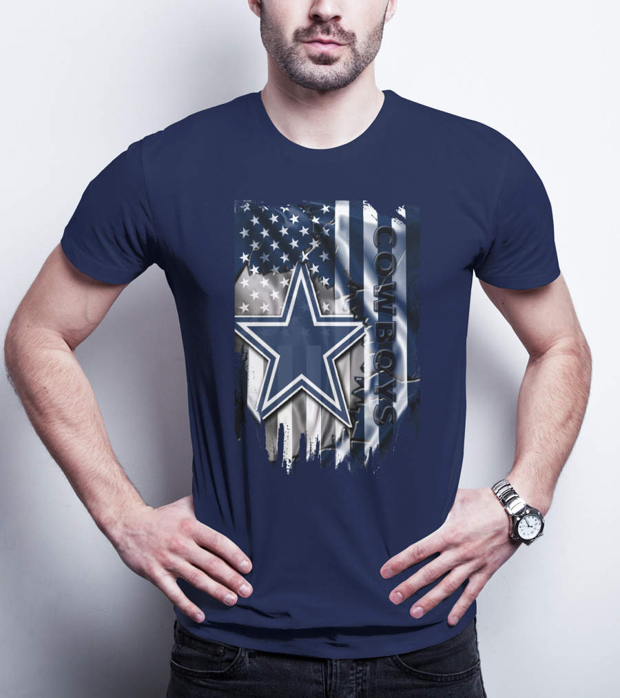 Cowboys American Flag Star Logo Navy Blue T-Shirt