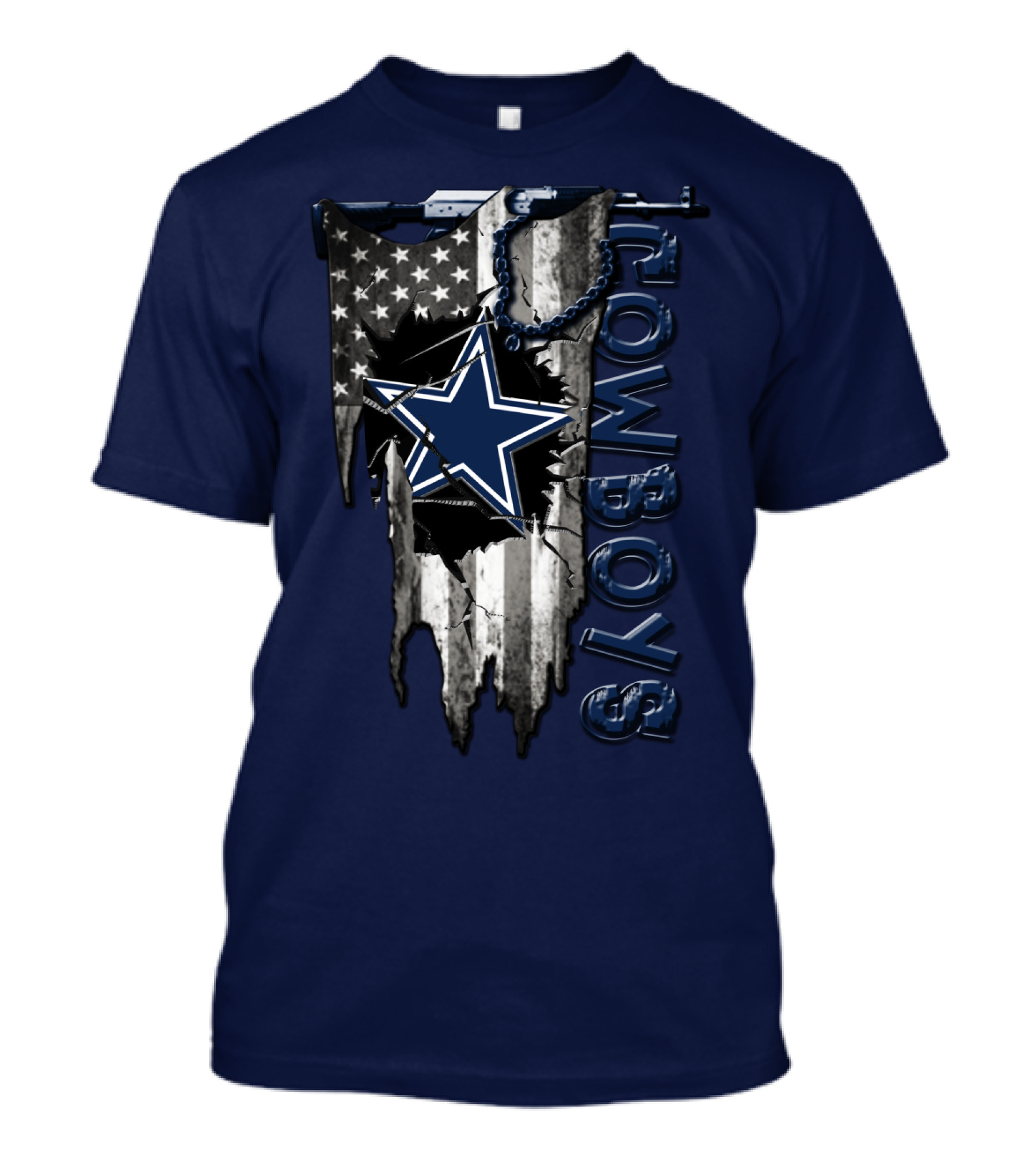 Dallas Cowboys Star Logo On Distressed American Flag With Vertical T-Shirt