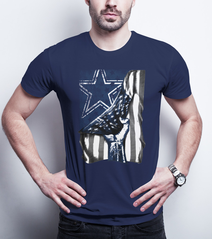 Dallas Cowboys Star Fist With American Flag T-Shirt